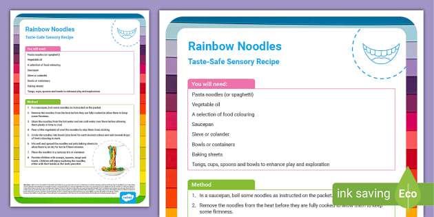 Rainbow Noodles Taste-Safe Sensory Recipe (Teacher-Made)