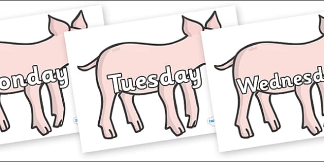 Days of the Week on Piglets (Teacher-Made) - Twinkl