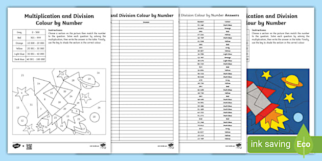 UKS2 Space-Themed Multiplication and Division Differentiated Colour by ...