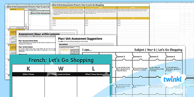 French: Let's Go Shopping Year 6 Unit Assessment Pack