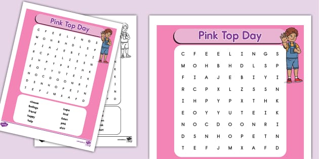 Pink Top Day Word Search (Teacher-Made) - Twinkl