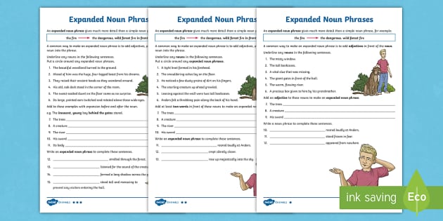 KS2 Fantasy Story Expanded Noun Phrases Differentiated Worksheet