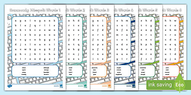 Commonly Misspelt Words Word Searches