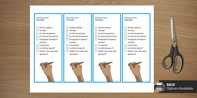 Informal Letter Checklist | Informal Writing | Twinkl