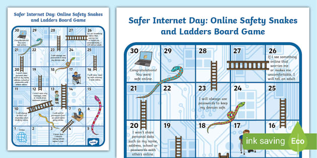 Safer Internet Day: Online Safety Snakes and Ladders Board Game