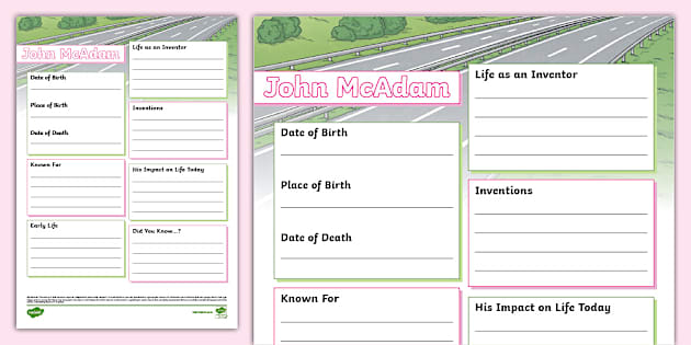 John McAdam Fact File Template - Twinkl Fact File Templates John McAdam Fact File Template - Twinkl Fact File Templates