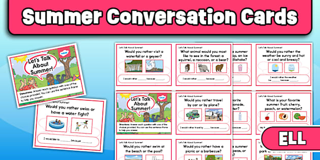 Speaking Practice | Let's Talk About Summer Cards for ELL