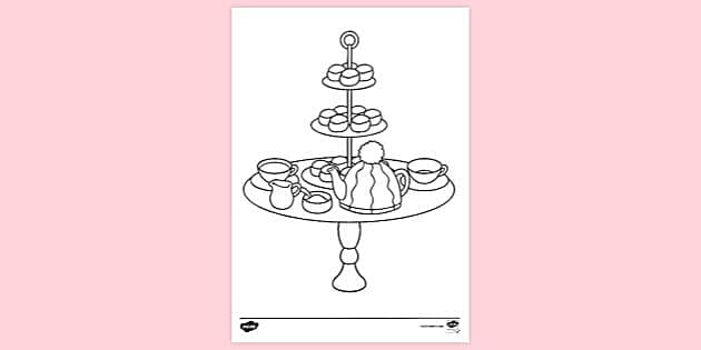 Afternoon Tea Colouring Sheet (Teacher-Made) - Twinkl