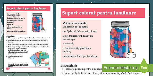 Zece luminițe – Suport colorat pentru lumânare - Twinkl