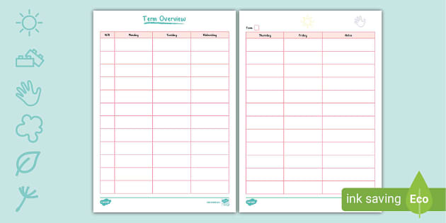 Term Overview Planner Template ELC (teacher made) - Twinkl