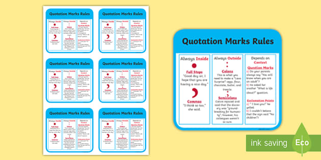 Quotation Marks Rules Flashcards (teacher made)
