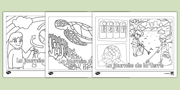 Coloriages : La journée de la Terre (teacher made) - Twinkl