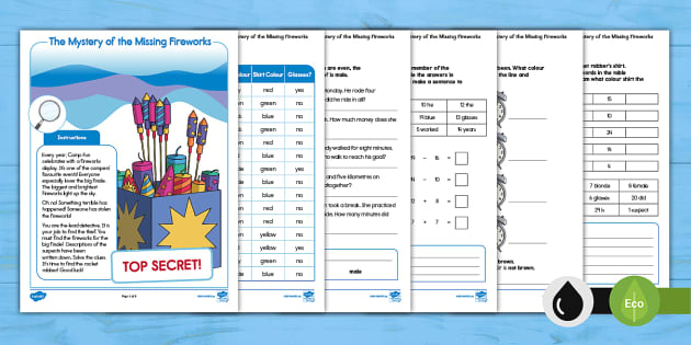 The Mystery of the Missing Fireworks Math Mystery Game