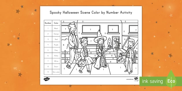 Halloween Scene Color By Number Activity (teacher made)