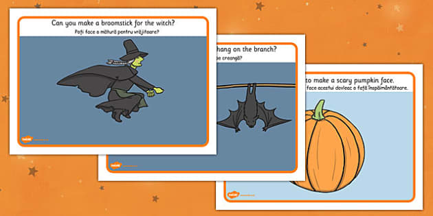 Halloween Modelling Dough Mat Romanian Translation Twinkl