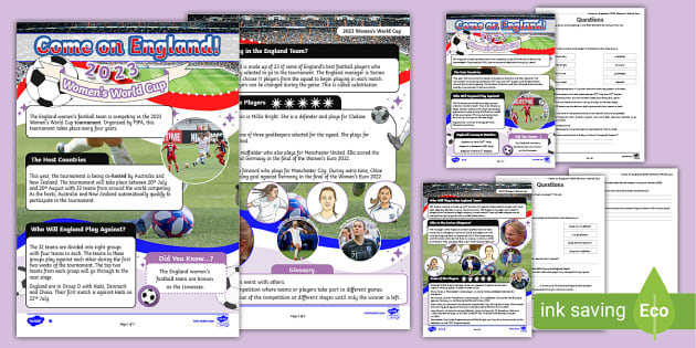 LKS2 Come on England! 2023 Women's World Cup Differentiated Reading