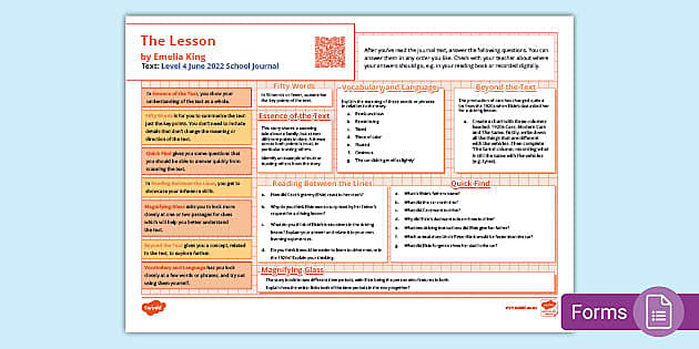 Level 4 School Journal The Lesson (l'enseignant a fait)