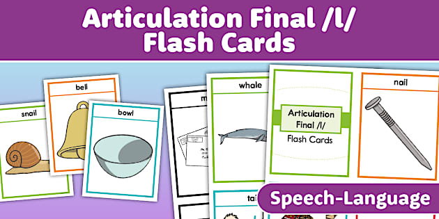 Articulation Final /l/ Words Flash Cards for SLP