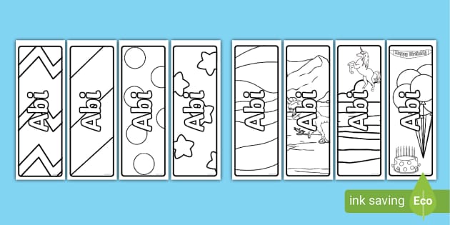 FREE! - Abi Name Simple Colouring Bookmarks (teacher made)