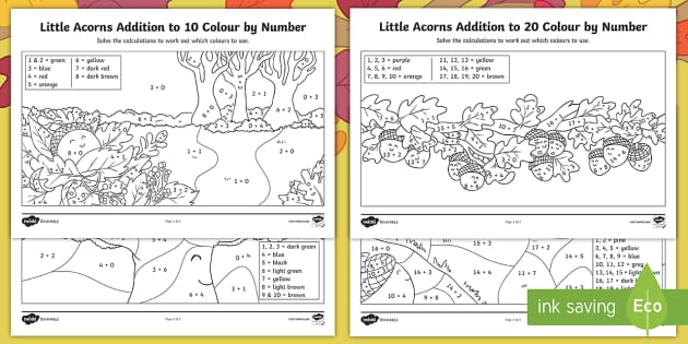 Little Acorns Addition Colour by Number