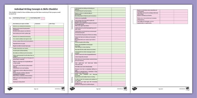 Developing Early Writing Individual Checklist | Twinkl