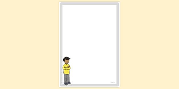 FREE! - Simple Blank Boy with Arms Folded Page Border | Twinkl