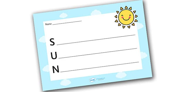 Sun Poem Template - Acrostic Poem - Primary Resources