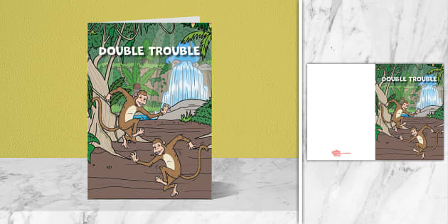 Double Trouble Monkeys Card | Twinkl Party (teacher made)