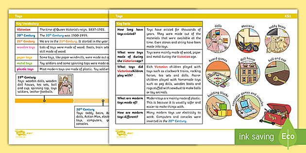 KS1 History Knowledge Organisers: Toys (teacher made)