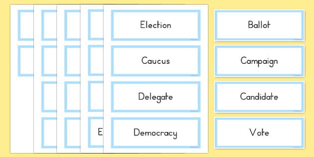 United States Election Vocabulary Word Cards (teacher made)