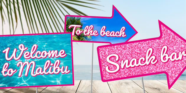 Pink Malibu Beach Party Signage | Twinkl Party - Twinkl