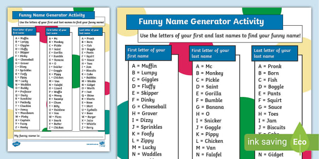 Funny Name Generator Activity Language Skills Twinkl