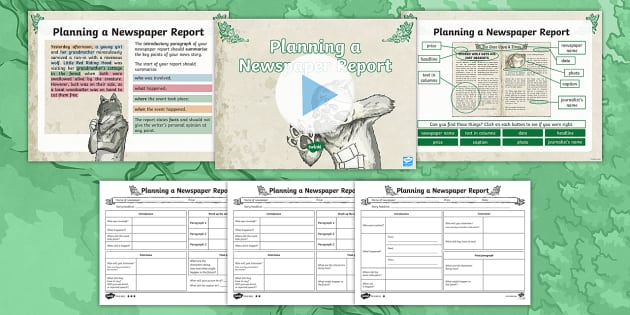 Planning a Newspaper Report PowerPoint & Worksheet Resource Pack