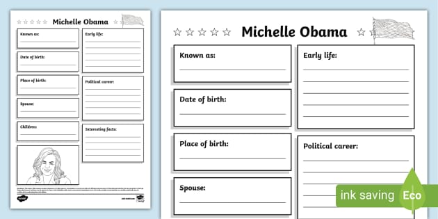 Michelle Obama Fact File Template,Michelle Obama - Twinkl