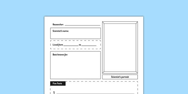 Great Scientists Mini Biography Worksheet / Worksheet