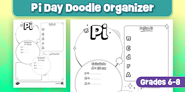 Pi Day Doodle Organizer for 6th-8th Grade