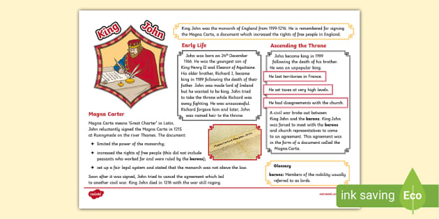 KS2 King John Fact File - British History (professor feito) KS2 King John Fact File - British History (professor feito)