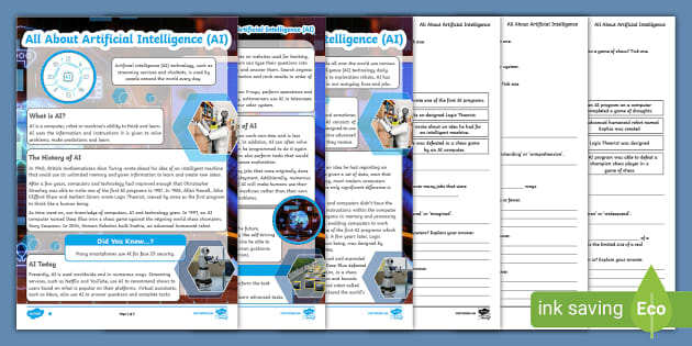 UKS2 All About Artificial Intelligence (AI) Reading Activity