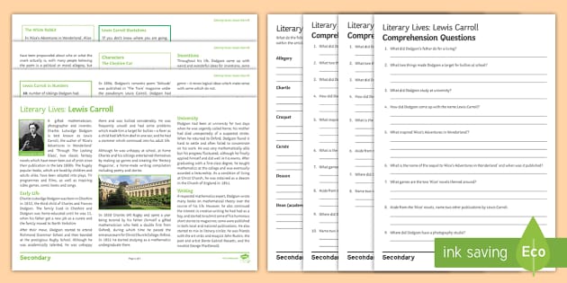 Literary Lives: Lewis Carroll Differentiated Reading Comprehension Activity