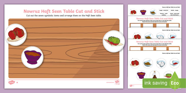 Nowruz Haft Seen Table KS1 Cut and Stick Activity - Twinkl