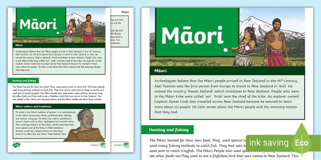 Reading Comprehension Homework Week 20 Maori 3rd/4th Class