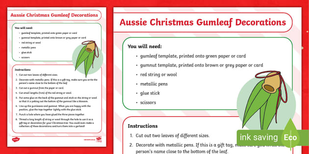 Aussie Christmas Gumleaf Decorations | Twinkl Craft - Twinkl