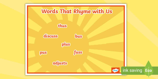 Words That Rhyme with Us Word Mat (teacher made) - Twinkl