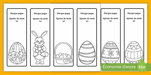 Marque-pages à personnaliser sur le thème de Pâques