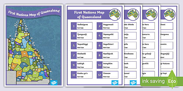 First Nations Map of Queensland (teacher made) - Twinkl