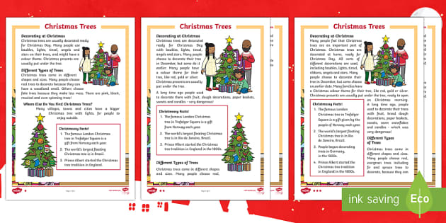 Differentiated Reading Comprehension | Christmas Trees