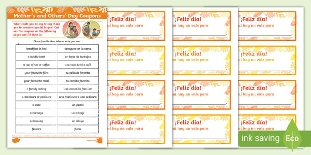 👉 Spanish: Mother's and Others' Day Coupons - Twinkl