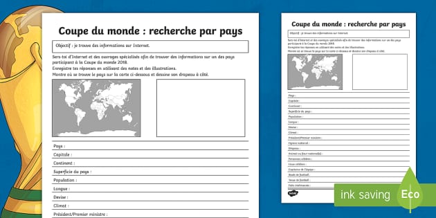 Fiche d'information : Coupe du monde 2018 (teacher made)