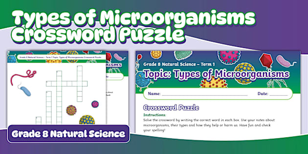 Grade 8 Natural Science Microorganisms Crossword Puzzle