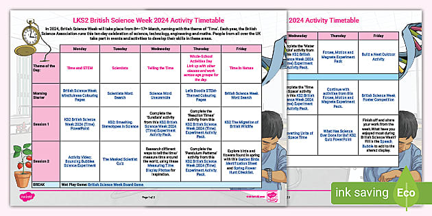 FREE! - LKS2 British Science Week 2024 (Time) Timetable